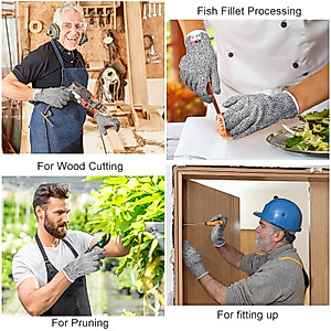 Chuarry 10 Pairs Cut Resistant Gloves Cutting Proof Gloves Level 5 Protection Kitchen Cuts Gloves for Shucking Fish (Gray, Large