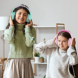 RORSOU K9 Kids Headphones with Microphone, Folding Stereo Bass Headset with 1.5M No-Tangle Cord for Children/Teens/School/Adults, Portable Wired Headphones for Smartphone Tablet Computer MP3/4 (Green)