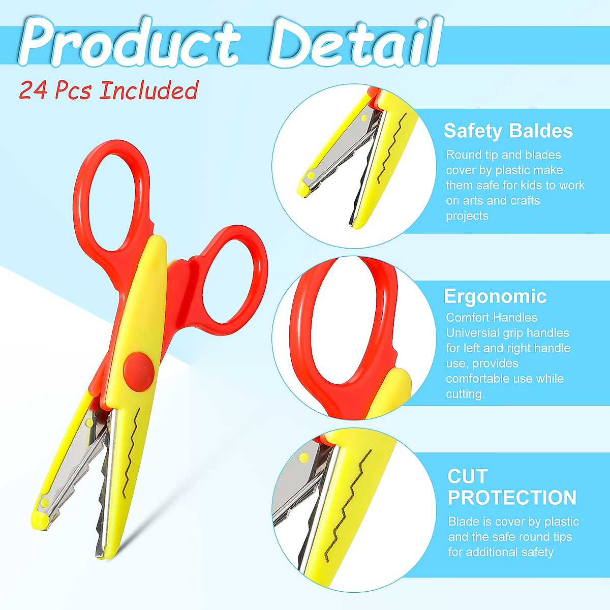 Set of 48 Kid Craft Bundle Includes 24 Hole Punch Shapes and 24 Decorative Scissors Paper Punches for Crafting Kid Safe Scissors for DIY Scrapbooking Photo Album Fun Art Projects