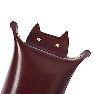Coherny Creative Dice Cat Shape Leather Desktop Storage Tray Makeup Tray Key Coin Folding Tray Storage Box