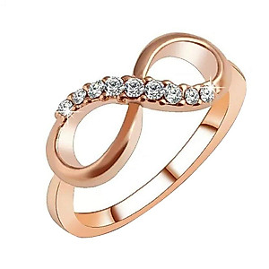 U-M PULABO Luxury 8 Infinity Zircon Inlaid Ring Wedding Evening Party Women Finger Jewelry Creative and Exquisite Popular