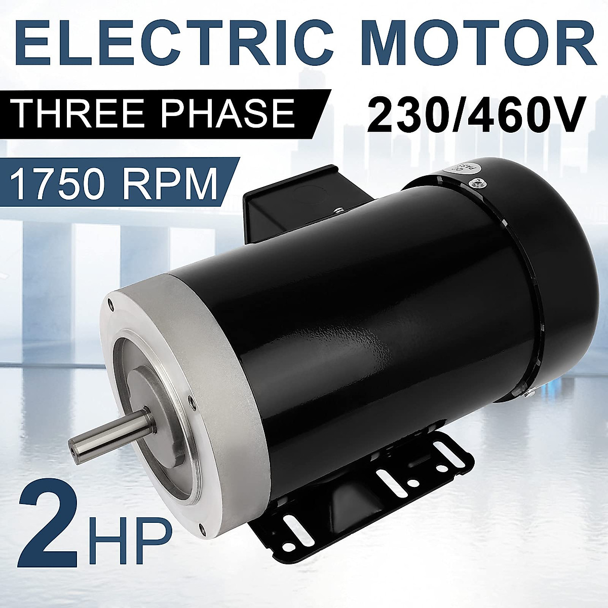 2HP Electric Motor 1750RPM General Purpose Three Phase 56C Motor TEFC 230/460V 5/8" Shaft Diameter 4 Pole 60HZ