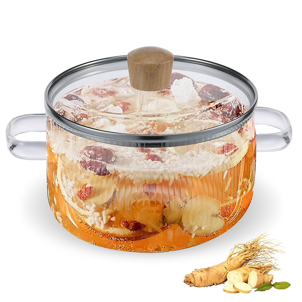 Glass Saucepan with Lid, 1.6L/54oz Heat Resistant Glass Stovetop Pot with Handles Non-Stick Borosilicate Glass Stovetop Soup Pot Glass Cooking Pot Safe Clear Cooking Pot for Soup Milk Sauce Pasta