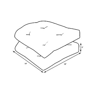 Pillow Perfect Paisley Outdoor Wicker Patio Seat Cushion Reversible, Weather, and Fade Resistant, Round Corner - 19" x 19", Blue/Green Pretty, 2 Count