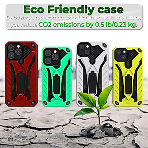 Kitoo Made in USA Defender Designed for iPhone 14 Pro Max Eco-Friendly Case with Kickstand and Screen Protector, Military Grade Shockproof 12ft. Drop Tested - Black