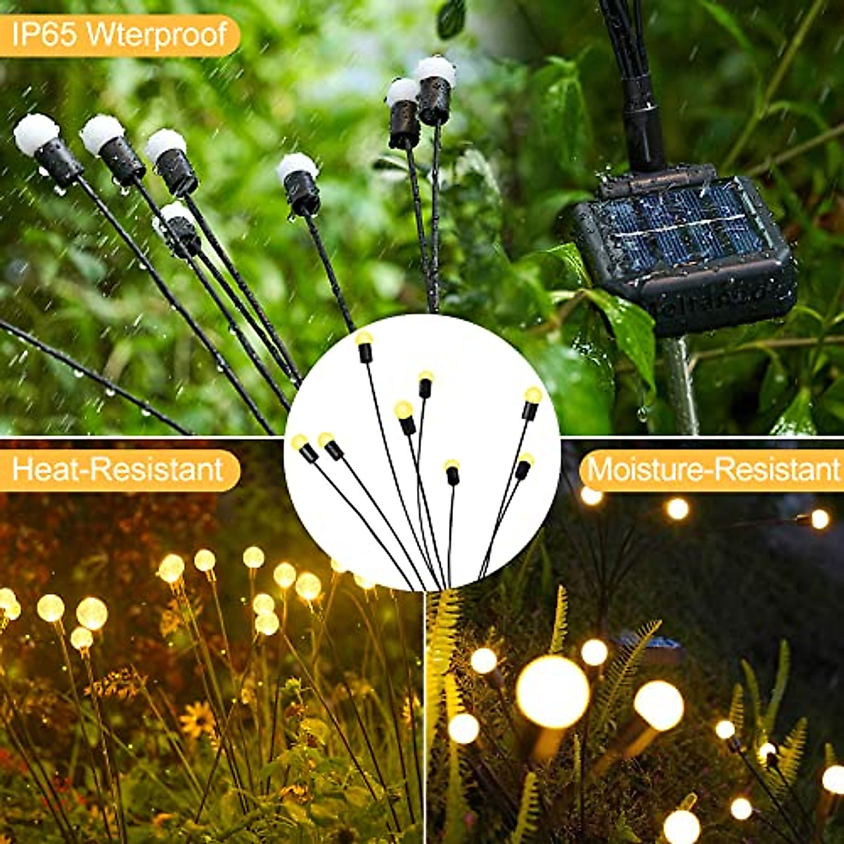 Solar Garden Lights - Wind Dance Solar Lights,10LED-4pack Solar Firefly Lights Solar Swaying Lights, Sway by Wind, Solar Lights Outdoor Waterproof, Decorative Lights Yard Patio Pathway Decoration