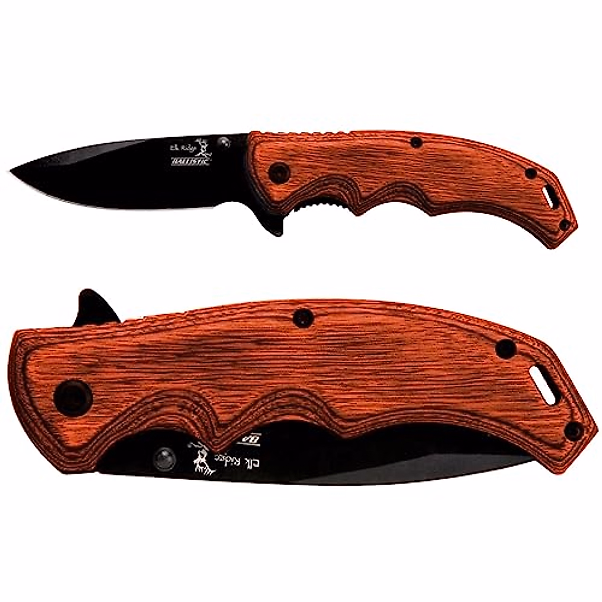 NDZ Performance Elk Ridge ERA004 3.5" Spring Assisted Flipper Folding Knife, Hunting Pocket Knife with Clip, Laser Engraved in Dark Blue - US Army Special Forces Emblem