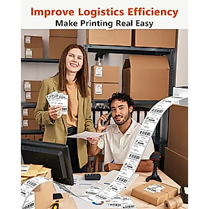 Phomemo 4x6 Thermal Direct Shipping Label, 4''x 6'' Fan-Fold Labels, Compatible with Rollo, MUNBYN, Zebra, Fargo Label Printer, 1 Pack of 500 Labels