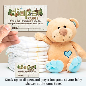 Woodland Forest Animals Diaper Raffle Tickets for Baby Showers, 20 2" X 3” Double Sided Insert Game Cards, Bring a Pack of Diapers to Win Favors & Prizes!