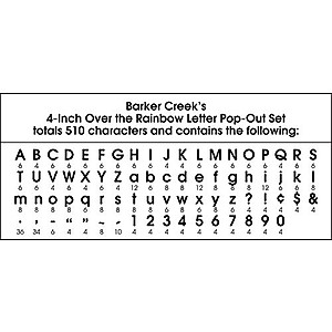 Barker Creek 4" Letter Pop-Outs 2-Pack, Over The Rainbow, Jazz Up Your Bulletin Boards with These Colorful Letters, 510 Upper and Lowercase Letters, Numbers & Punctuation Marks, 4" (3636)