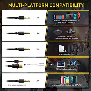 SOMIC GS510 Gaming Headset, Cat Ear Headset PC Gaming Headphones with Retractable Mic Noise Cancelling, Stereo Sound, DIY Face Covers for PC, PS4, PS5,Xbox One(Only White LED Light)