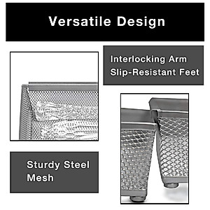 Smart Design Drawer Organizer Bundle - Steel Metal Mesh Tray with Interlocking Arm Connection – Silverware Organizer for Kitchen, Office Supplies, Utensils - 9 x 3 Inch and 15 x 6 Inch - Silver