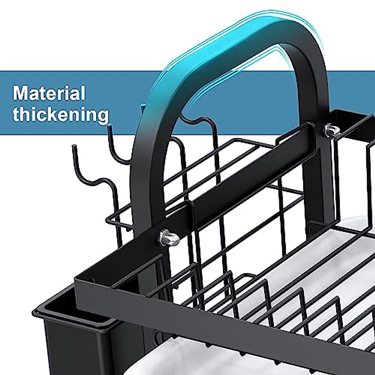 DUANFEE Dish Drying Rack for Kitchen Counter, 3 Tier Dish Rack with Drainboard, Large Dishes Racks Rustproof Dish Dryer Rack, Black