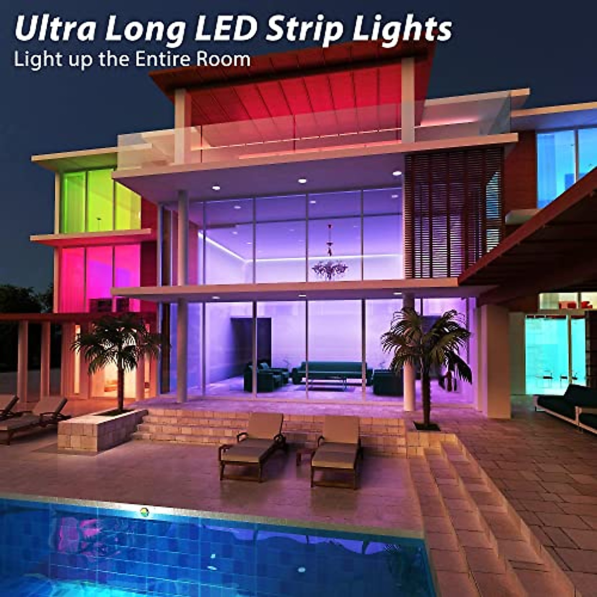 HRDJ Led Strip Lights 65.6ft Smart Led Lights with App Control Remote, SMD 5050 RGB Led Lights for Bedroom, Music Sync Color Changing Lights for Party