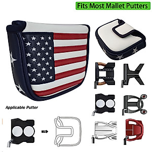 LAISUNTIM Golf Mallet Putter Head Cover, USA Stars and Stripes Golf Putter Headcover with Magnetic Closure