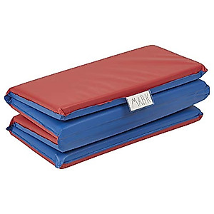 ECR4Kids Premium Folding Rest Mat, 4-Section, 2in, Sleeping Pad, Blue/Red, 5-Pack