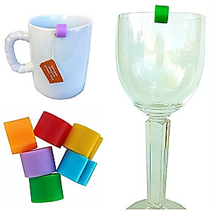 Cup Markers by CUPmarker (Set of 6 Snap-on Drink Tags/Charms/Glass Marker to Label Tumblers, Wine Glasses, Tea Cups & More)