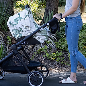 Pobi Baby Premium Multi-Use Cover - Nursing Cover, Baby Car Seat Covers, Shopping Cart, High Chair, and Breastfeeding Cover - Ultra-Soft, Stretchy, Floral Scarf for Baby and Mom (Zephyr Magnolia)