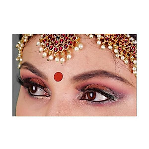 Stylesindia Sticker Kumkum Spot Bindi Tattoos Breathable Fabric, Skin Neutral pH, Does not Irritate Skin, No Gum Marks on Skin, Round Tilak Pack of 2 Flaps (Multi-Colour) (P7-6MM-Regular)