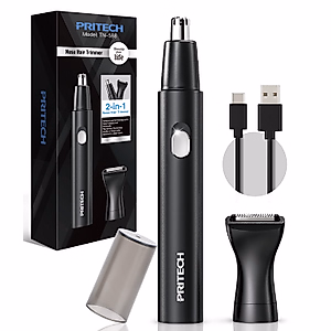 PRITECH Nose Hair Trimmer for Men & Women, Rechargeable, Portable, Washable, Dual-Edge Blades, 245 Days of Use