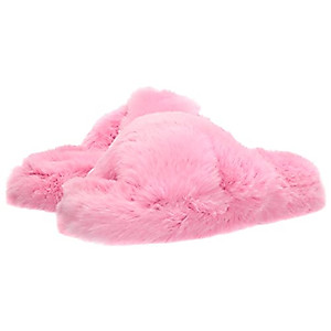 Amazon Essentials Women's Fluffy Slipper, Bright Pink, 8