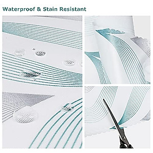 Geometric Moroccan Tablecloth Square 70 x 70 Inch, Vinyl Coated Polyester Fabric Table Cloth,Gray Teal Waterproof Oil-Proof Wipeable Table Cover for Square Kitchen Table Picnic Indoor & Outdoor Dining