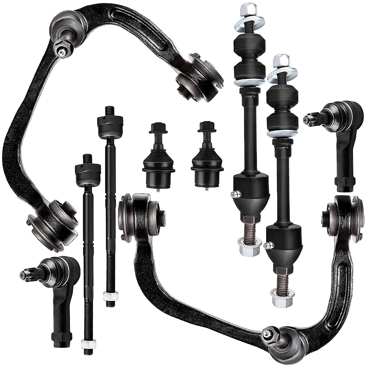 SCITOO 10pcs 4WD Front Suspension Kit Upper Control Arm Inner Outer Tie Rod End Sway Bar Link Lower Ball Joint Fit 2005 2006 2007 2008 For Ford for F-150