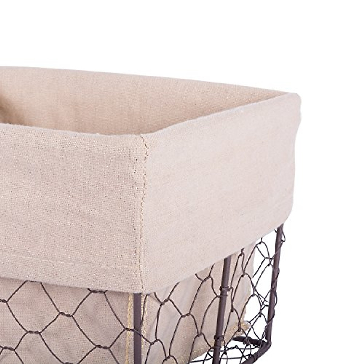 DII Farmhouse Chicken Wire Storage Baskets with Liner, Set of 3, Rustic Natural, Assorted Sizes