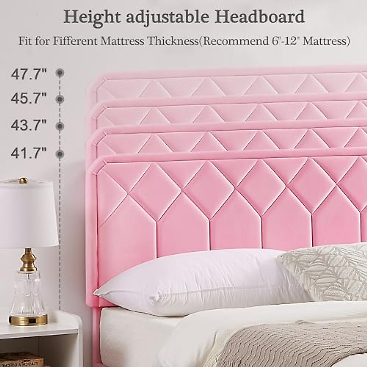 VECELO Twin Size Bed Frame Premium Leather Upholstered Platform with Height Adjustable Headboard/Mattress Foundation, Solid Wooden Slat Support, No Box Spring Needed/Easy Assembly