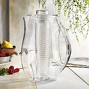 Water Infuser Pitcher – Fruit Infuser Water Pitcher By Home Essentials & Beyond – Shatterproof Acrylic Pitcher – Elegant Durable Design – Ideal for Iced Tea, Fruit Infused Water and Juice (93 oz)