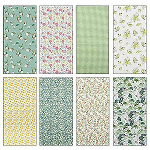 8PCS Cotton Quilting Fabric Bundles 100% Cotton Fat Quarters 20”x20”-Medium Weight- for DIY Crafts,Quilting, Sewing Project, Patchwork (Green)