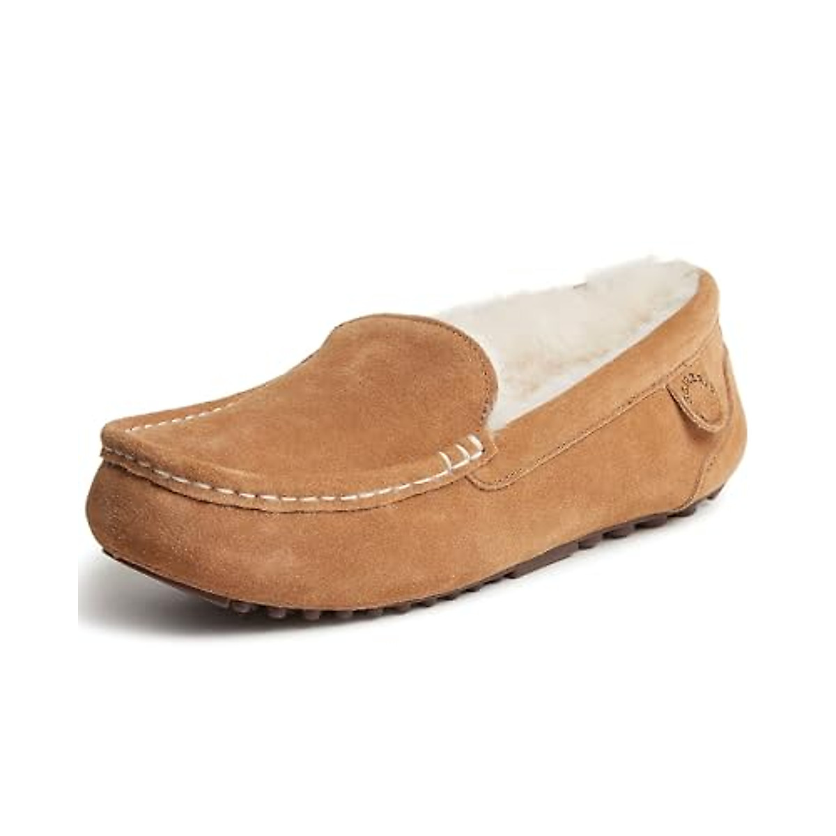 Dearfoams Women's Fireside Water Resistant Indoor/Outdoor Genuine Shearling Mel Moccasin Slipper, Wide Widths