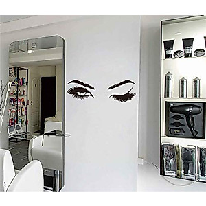 DXLING 49.2inch Large Beauty Salon Eyelash Wall Decor Stickers Make Up Store Home Decoration Murals (LC560 Black）