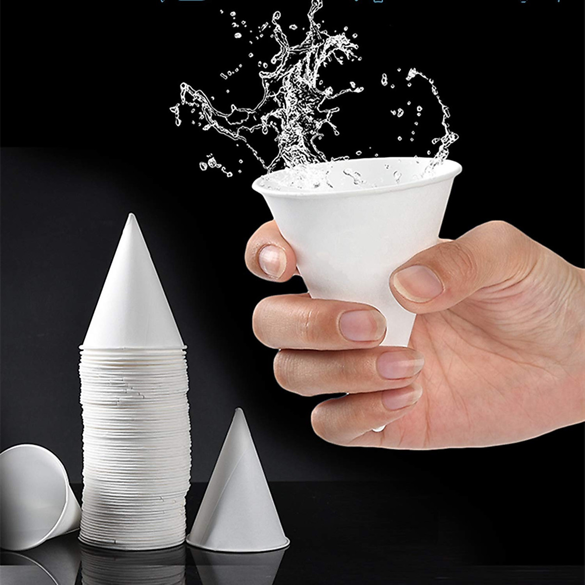 HningBuyox 600 Pack Cone Water Cups, 4OZ Disposable Paper Snow Cups for Water Dispenser, Office Water Cooler, Sports Teams Fundraiser Craft Funnel for Shaved Ice Oil Protein Powder Drinks