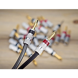 Sewell Silverback Banana Plugs, 24k Gold Dual Screw Lock Speaker Connector, 12 Pairs