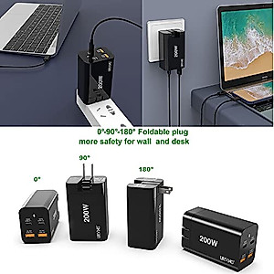 200W USB C Charger, URVNS PD 100W PPS 45W QC22.5W Super Fast Charging GaN Wall Charger with USB C Cable for MacBook iPhone 14 13 12 Pro Max iPad Samsung Pixel and More