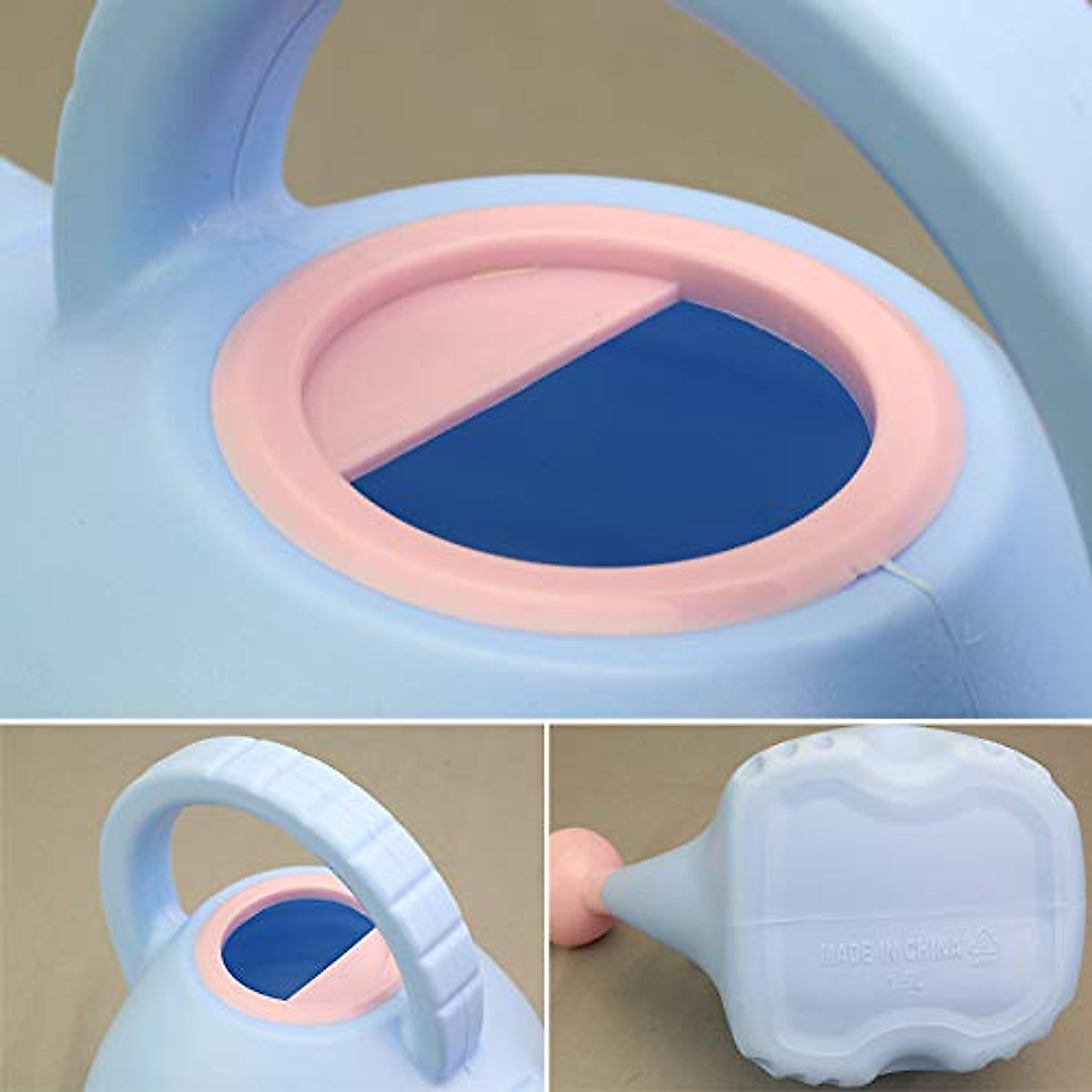 LOYUYU 0.4 Gallon Plastic Watering Can Small Lightweight Cute Indoor Outdoor Garden Plants, Kids Toy Watering Can with Shower Head Elephant: Pink Body Blue Head