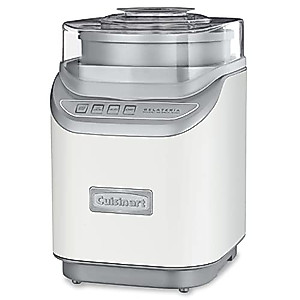 Cuisinart ICE-60WP1 2-Quart Cool Creations Ice Cream, Frozen Yogurt, Gelato and Sorbet Maker, LCD Screen with Countdown Timer, Makes Frozen Treats in 20-Minutes or Less, Stainless Steel/White