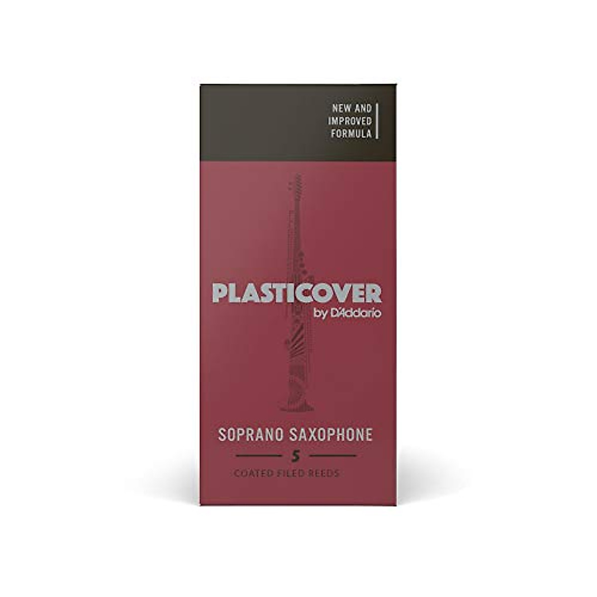 D’Addario Woodwinds Plasticover Soprano Sax Reeds, Strength 2.5, 5-pack