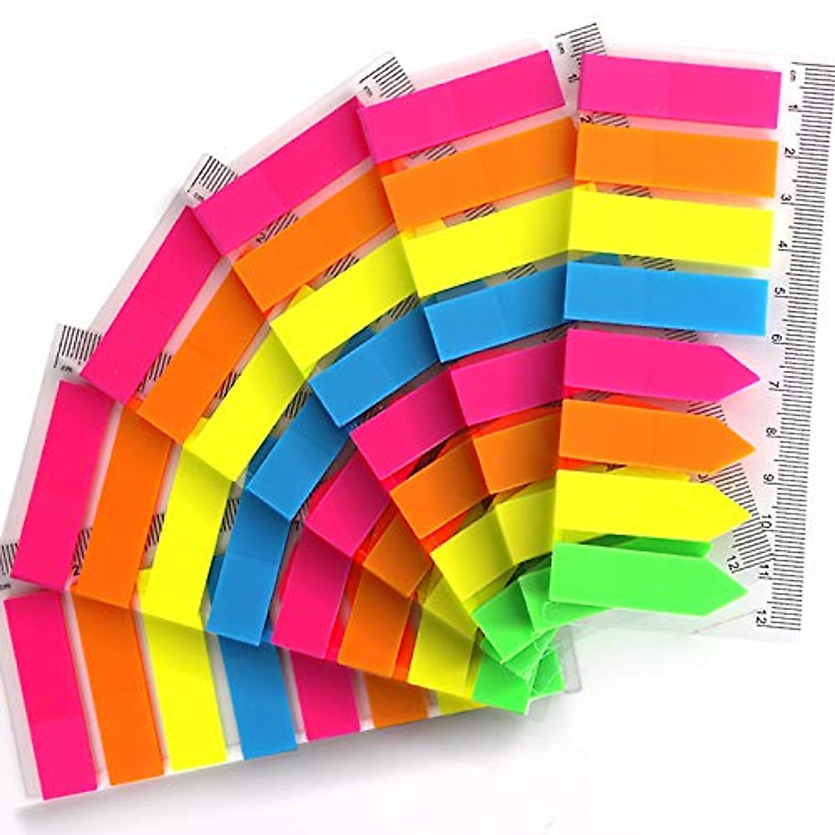 Fandamei 960 Pieces Neon Page Markers 6 Sets Translucent Page Flags Fluorescent Index Tabs Sticky Notes Tabs with 12 cm Measurement for Page Marker