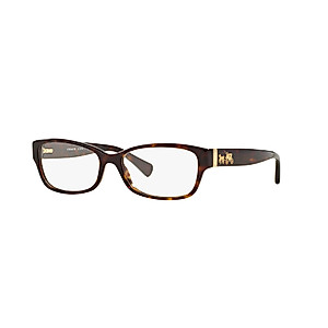 Coach HC6078 Prescription Eyewear Frames, Dark Tortoise/Demo Lens, 52 mm