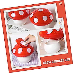 HANABASS for Tiny Adorable Decoration or Tabletop Waste Table Lid Organizer Car Small Home Mushroom Kawaii with Accessory Rubbish Bin Desktop Plastic Countertop Decorative Trash Bins