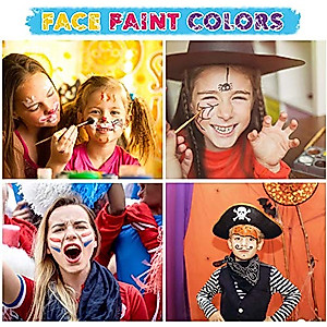 Maydear Face Painting Kit for Kids - 20 Colors Water Based Makeup Palette with Stencils, Glitters, Rainbow Split Cake, Hair Dye Clips, for Parties, Halloween, Safe Professional Body & Face paint Kit