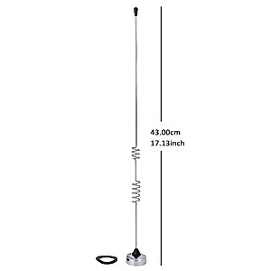 HYS Amateur Dual-Band NMO 17.13 inch Antenna VHF 144Mhz & UHF 430MHz for 2 Meter 70 Centimeters Mobile Radios w/ 13ft RG-58 Coax Cable PL-259 UHF Male Mount