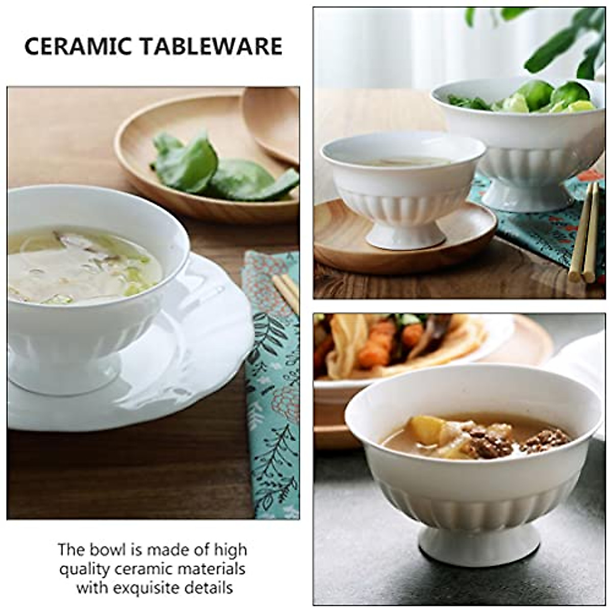 DOITOOL Ceramic Footed Bowl Round Bowl Dessert Display Stand Decorative Fruit Bowl Holder Dessert Bowl for Kitchen Counter Centerpiece Table Decor Fruit Tray ( White )