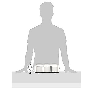 Creative Co-Op Farmhouse Ceramic Crocks in Metal Holder, White and Black