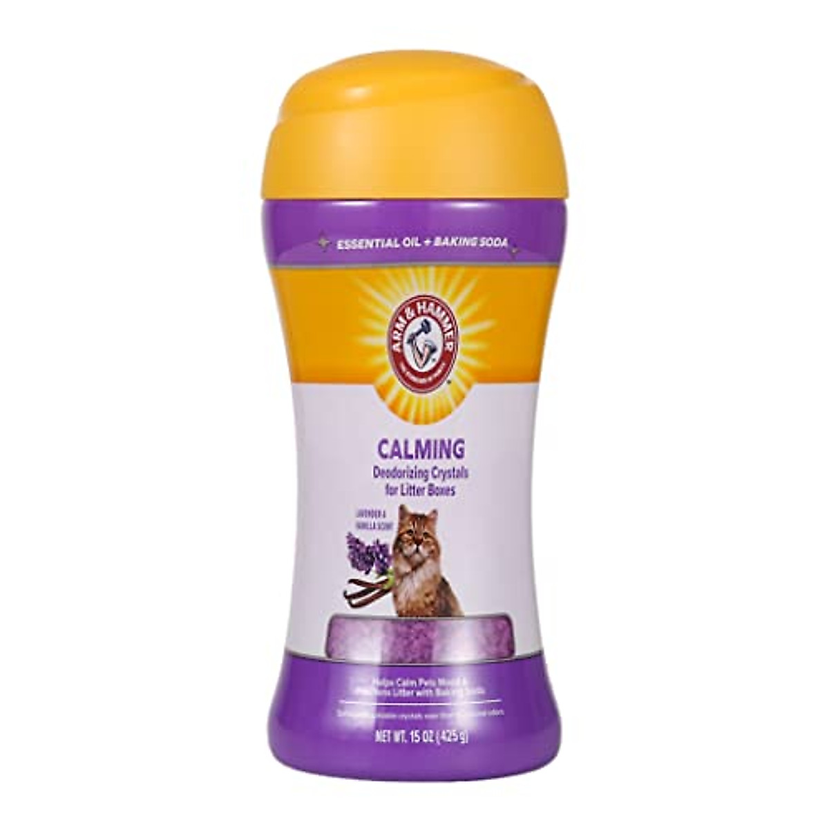 Arm & Hammer Deodorizing Cat Litter Crystals for Litter Boxes | Calming Odor Neutralizing Cat Litter Odor Eliminator in Lavender & Vanilla Scent | Litter Box Odor Eliminator, 15 Oz