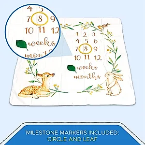 Baby Monthly Milestone Blanket Woodland - Baby Girl Gifts & Baby Boy Gifts - Watch Me Grow Woodland Nursery Décor - European Design - Gender Neutral for Newborn Girl & Boy