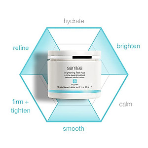 Sanitas Skincare Brightening Peel Pads, Home Peeling Treatment, Lactic Acid, Glycolic Acid, Salicylic Acid, Exfoliating Peel Pads, 50 pads / 2 Ounces