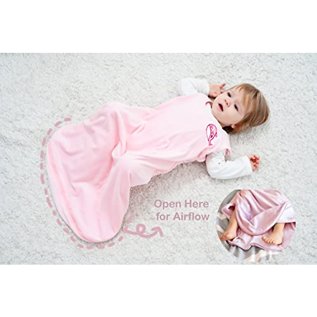 1st Laugh Plush Minky Winter Sleeping Sack Wearable Blanket, for Baby and Toddler Boys,1.8 Tog (Pink Shark, 2T-3T)